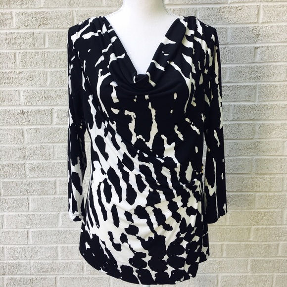 Calvin Klein | Tops | Calvin Klein Drape Neck Garphic Print Size M ...
